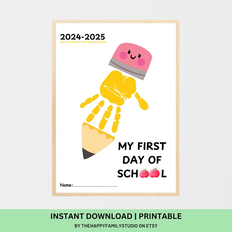 First Day of School Handprint Craft, Back to School Printable ...
