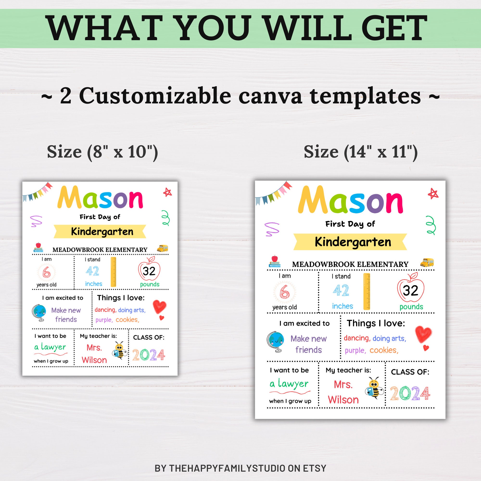 Editable Back to School Sign First With Child Details, Last Day of ...