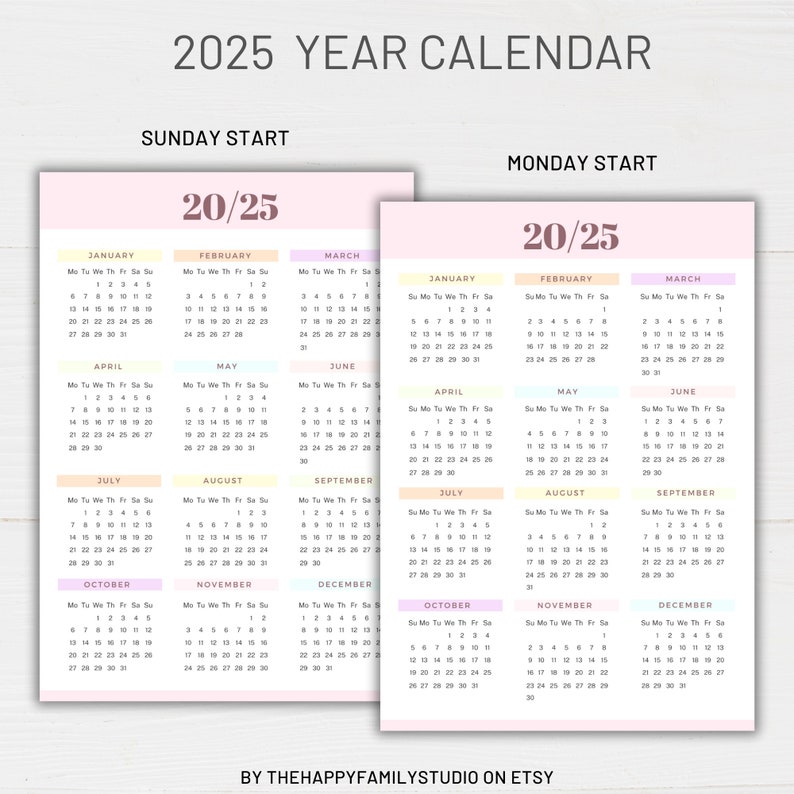 2024-2026 Yearly Calendar Printable, Year Wall Calendar, Yearly Planner ...