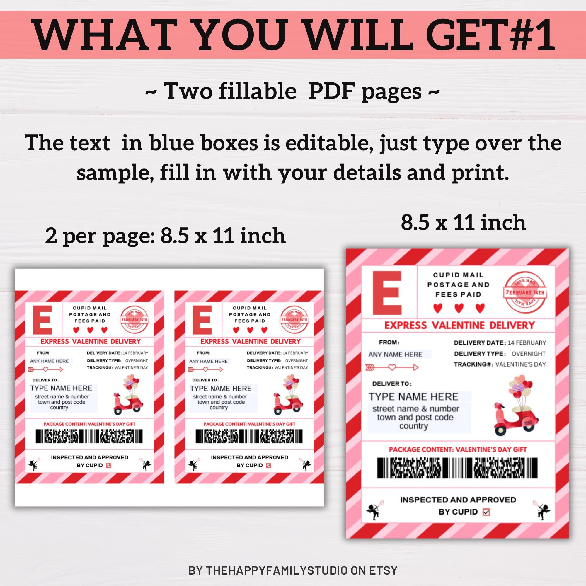 Valentine's Day Shipping Label Template, Editable Valentine's Day Mail ...