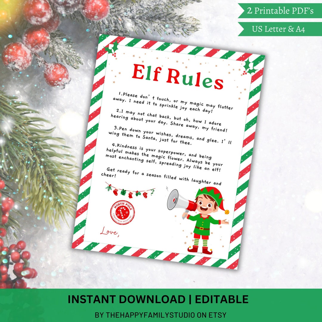 Printable Elf on the Shelf Rules Christmas Elf Letters to - Etsy Australia