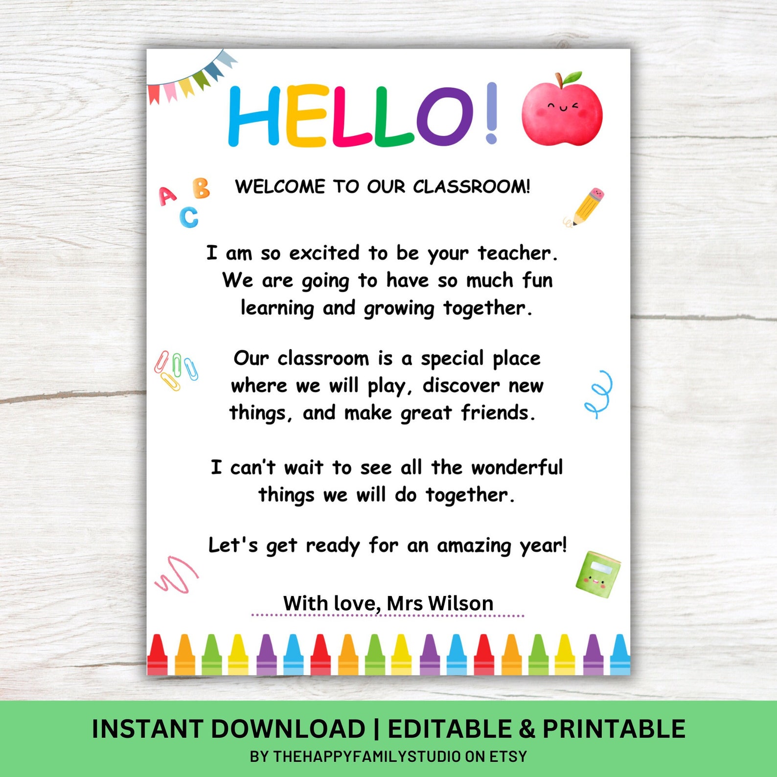 First Day of School Greeting Card, Welcome Back to School Letter ...
