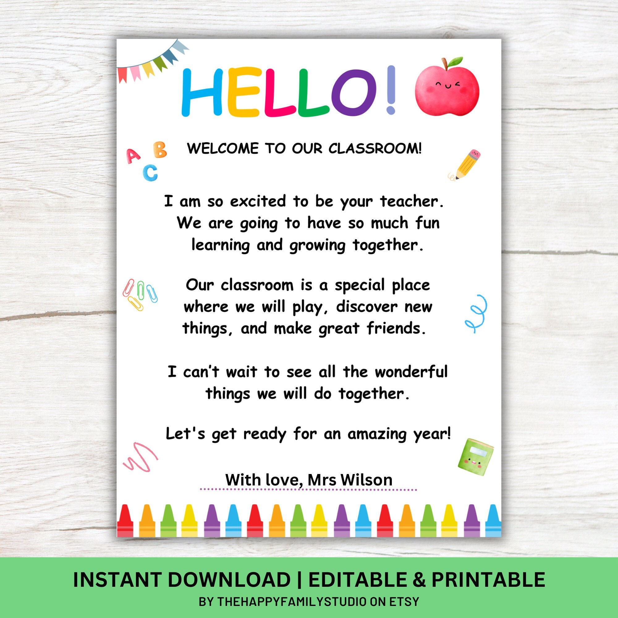 First Day of School Greeting Card, Welcome Back to School Letter ...