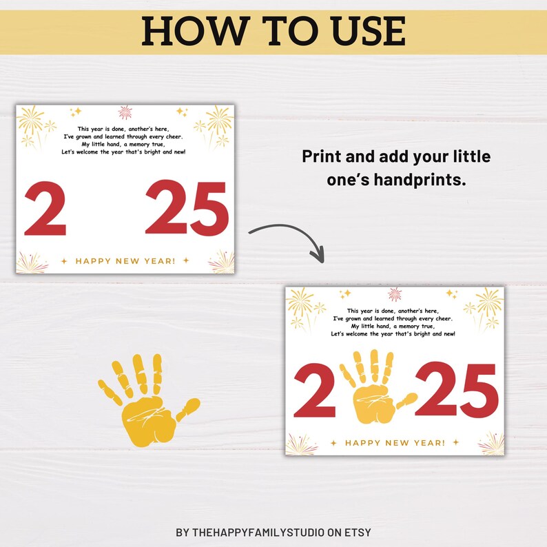 2025 New Years Handprint Art Poem, New Year Handprint Craft, Handprint ...