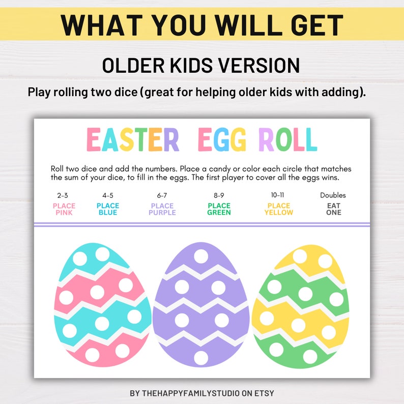Easter Egg Roll Game for Kids, Printable Easter Candy Game, Easter ...