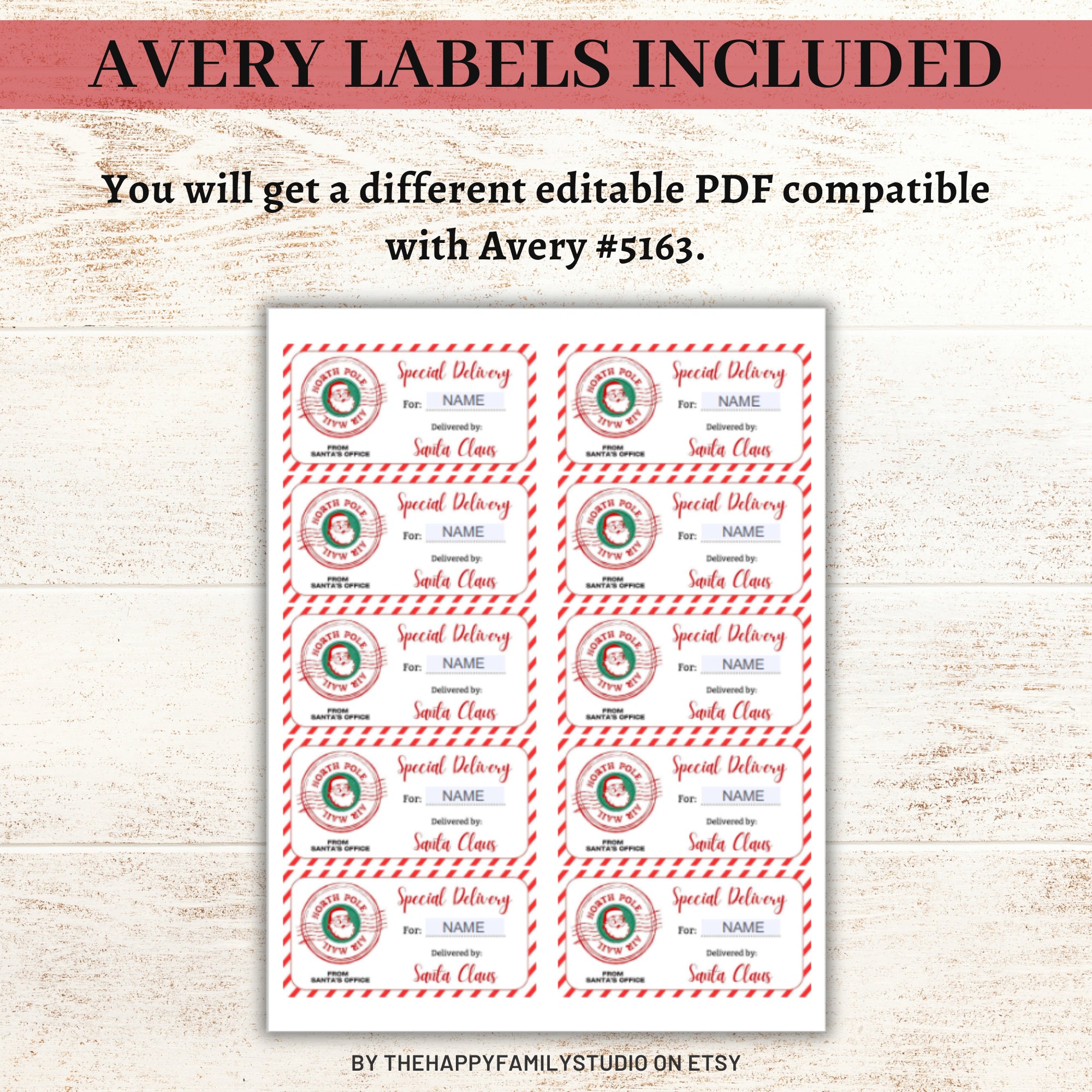 Personalised North Pole Express Delivery Present Stickers, Editable ...