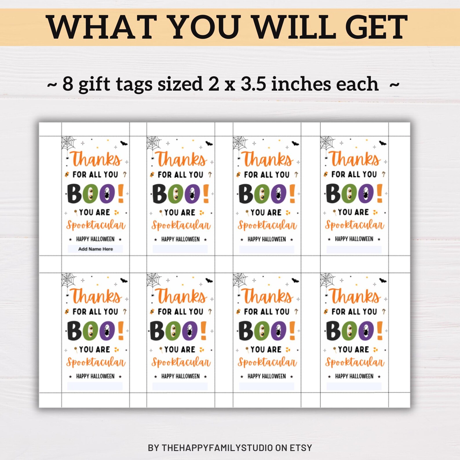 Thanks for All You Boo Halloween Gift Tag Printable, Teacher Nurse ...