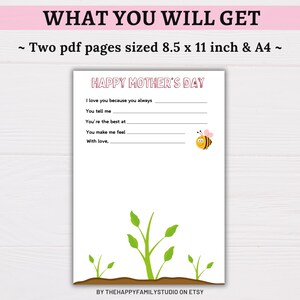 Mother's Day Garden Printable Keepsake, Kids Handprint Keepsake for Mom ...