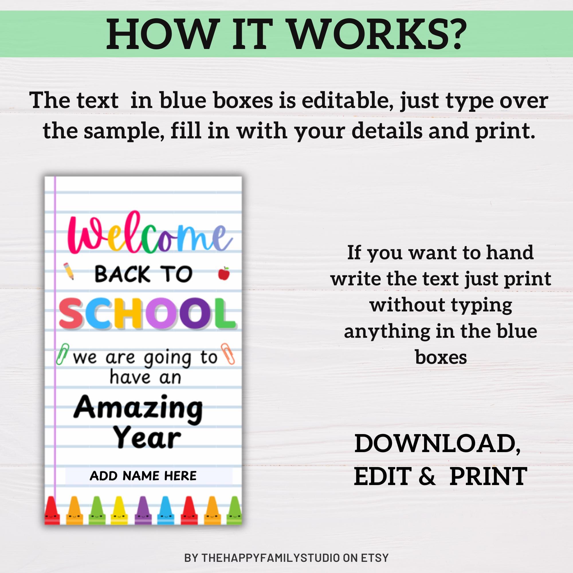 Welcome Back to School Gift Tag, Printable Notebook First Day of School ...