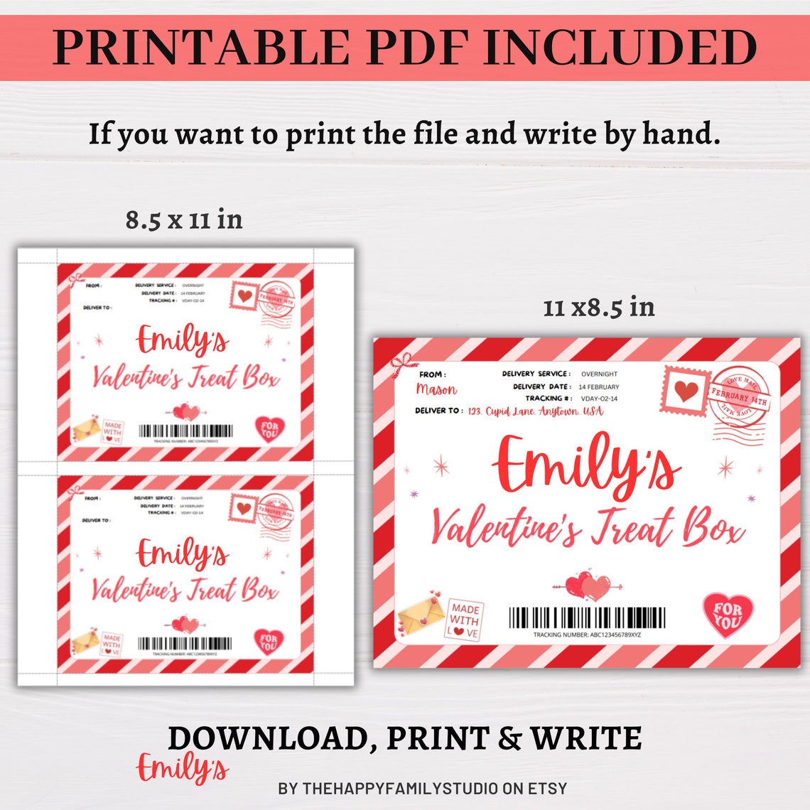 Editable Valentines Day Gift Box Label, Personalized Valentine Treat ...