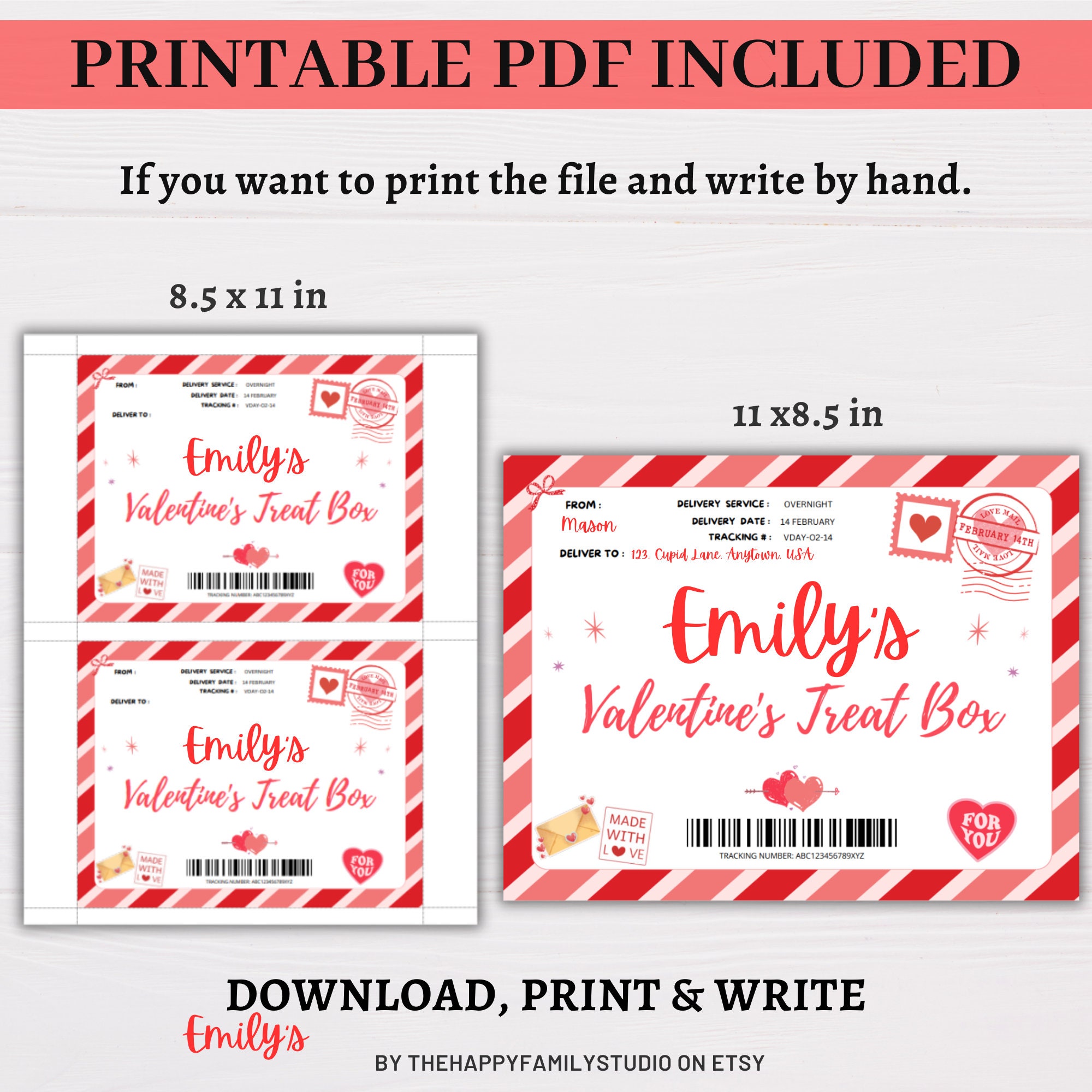 Editable Valentines Day Gift Box Label, Personalized Valentine Treat ...