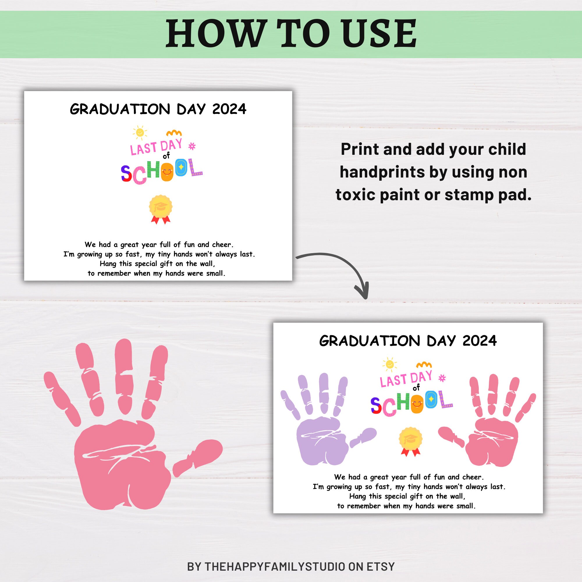 Last Day of School Handprint Art, School Keepsake, Kindergarten ...