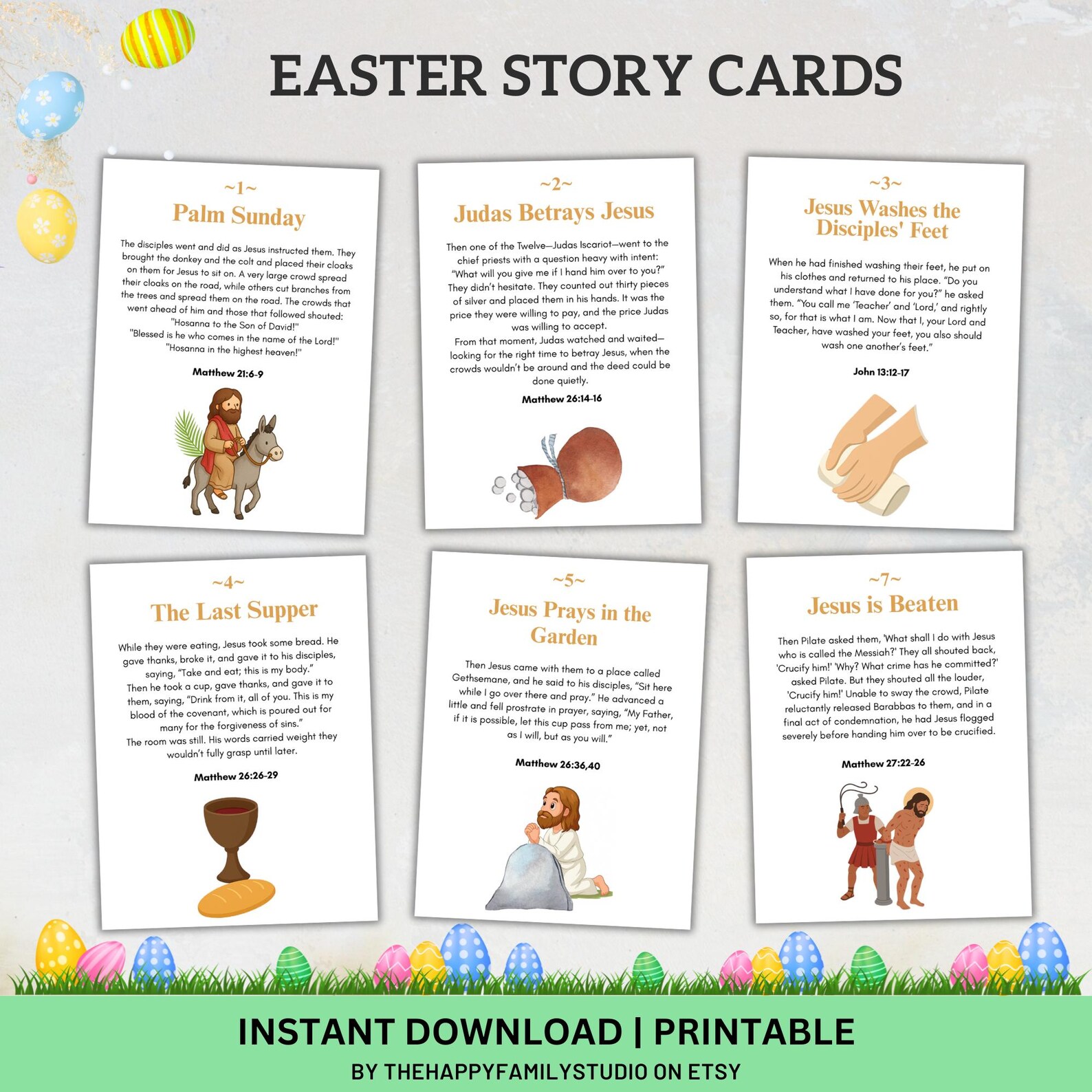 Easter Scripture Story Cards, Resurrection Story Cards, Easter Bible ...