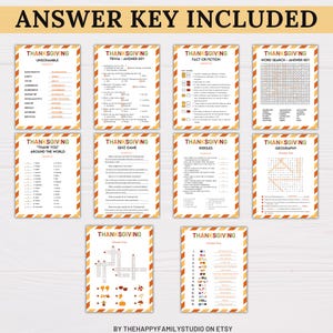Thanksgiving Printable Games Bundle, Thanksgiving Games for Kids and ...
