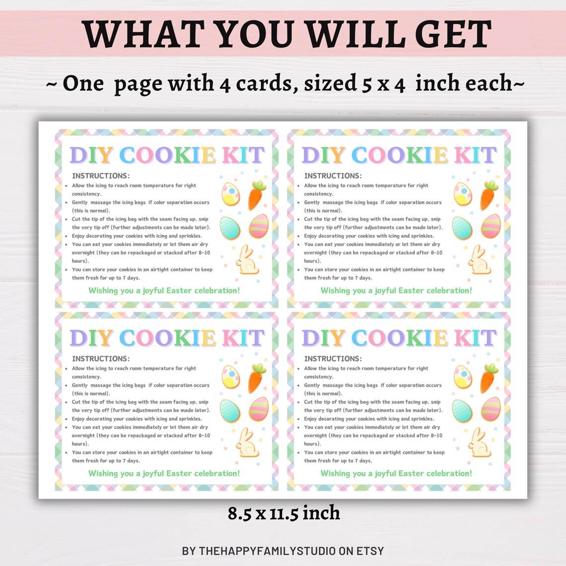 Printable Easter DIY Cookie Kit Instructions, DIY Cookie Kit Card ...