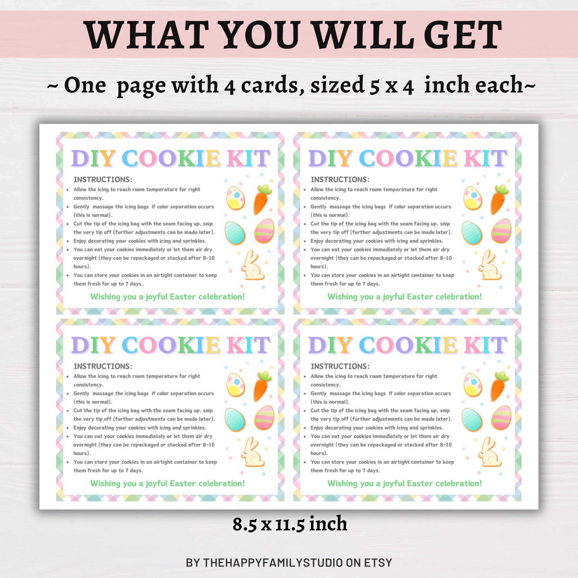 Printable Easter DIY Cookie Kit Instructions, DIY Cookie Kit Card ...