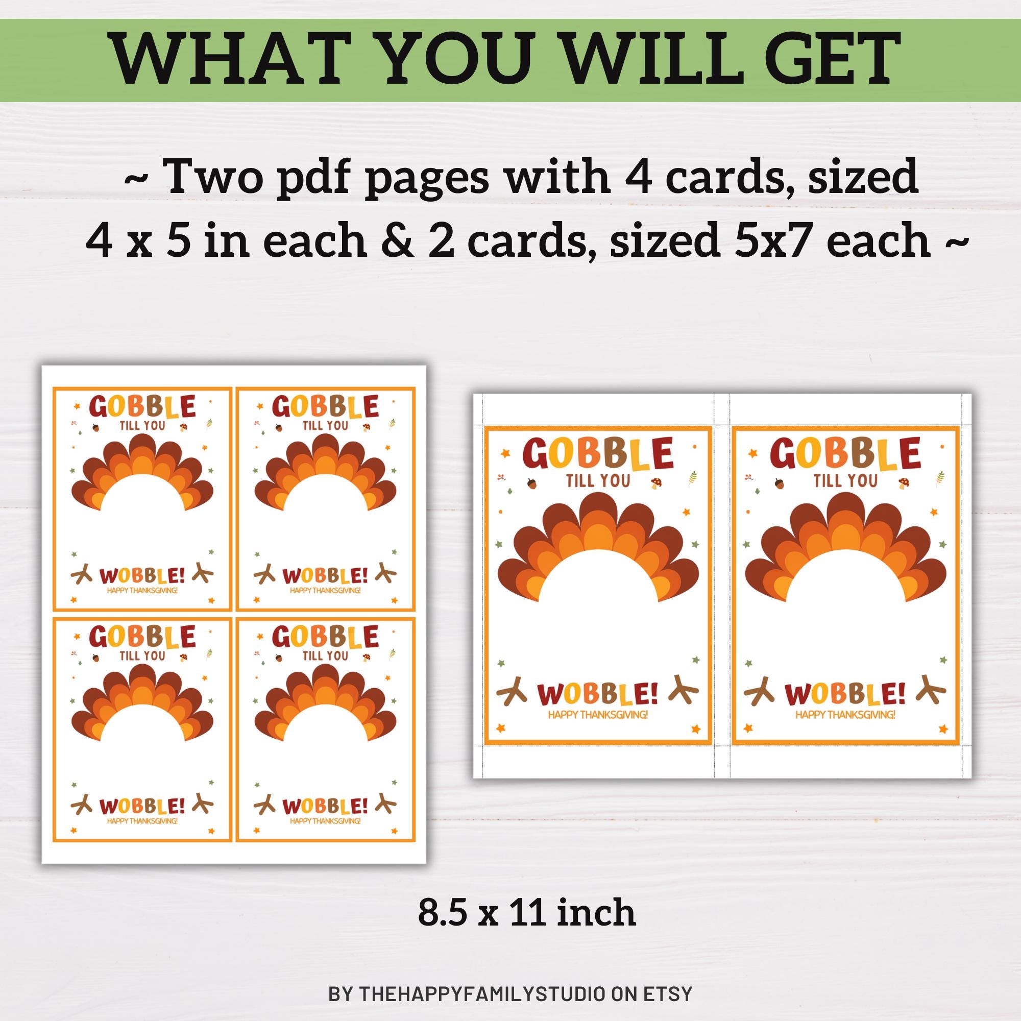 Gobble Till You Wobble Tags, Gobble Cookie Cards, Thanksgiving Treat ...