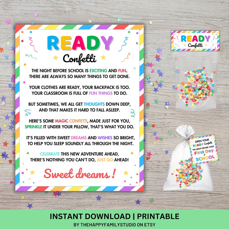 Ready Confetti for School, Printable Ready Confetti Letter, Night ...