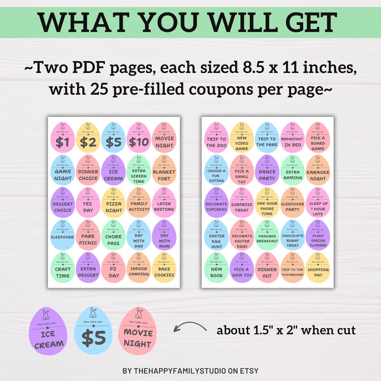 Easter Tokens for Easter Egg Filler, Easter Egg Hunt for Kids, Easter ...