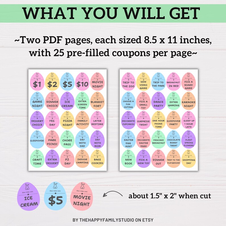 Easter Tokens for Easter Egg Filler, Easter Egg Hunt for Kids, Easter ...