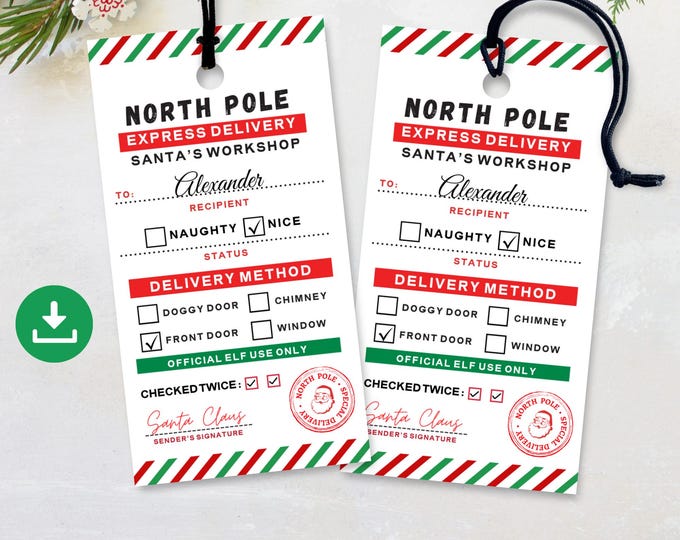 Gift Tag From Santa, North Pole Gifts for Kids, Santa Gift Tags, North ...