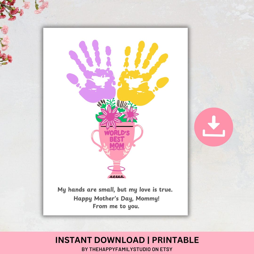 Mothers Day Handprint Flower Craft, Flower Handprint Craft Art, Mother ...