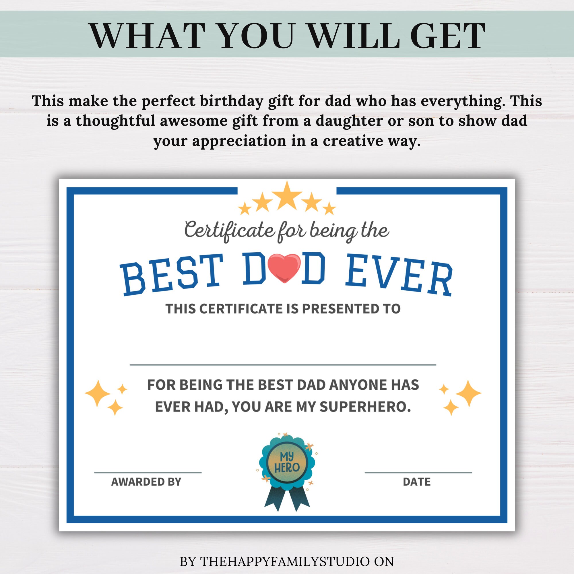 Father's Day Gift Certificate Award, Father's Day Certificate ...