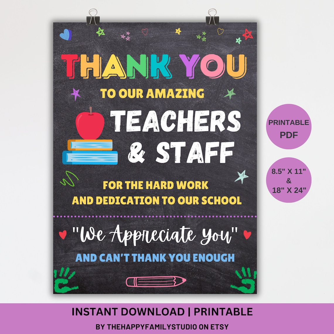Teacher Appreciation Poster, Printable Staff Appreciation Sign ...