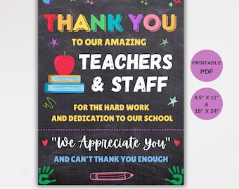 Teacher and Staff Appreciation Sign, Instant Download, Fruit Thank You ...