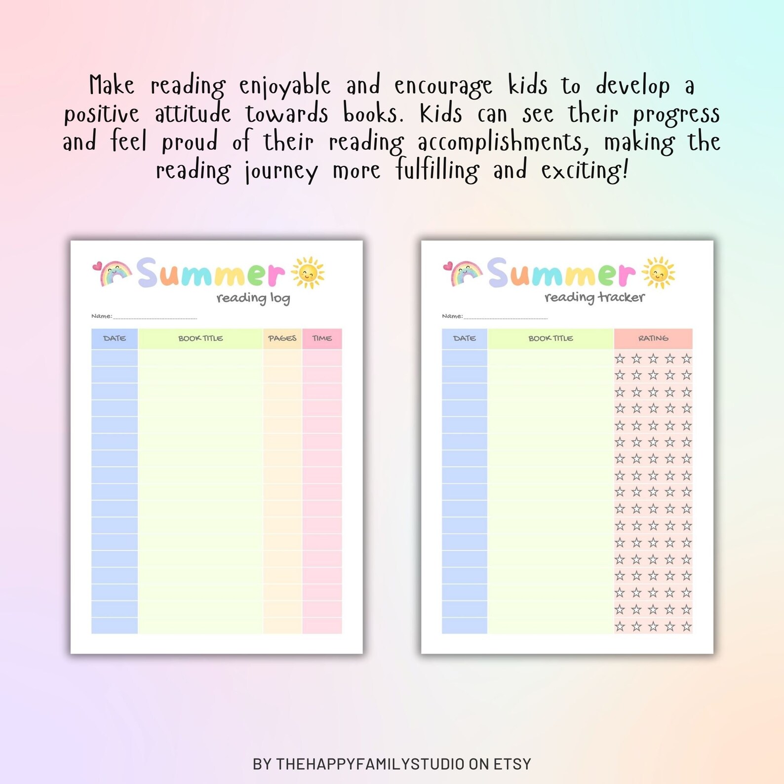 Summer Reading Log for Kids Reading Tracker Printable - Etsy