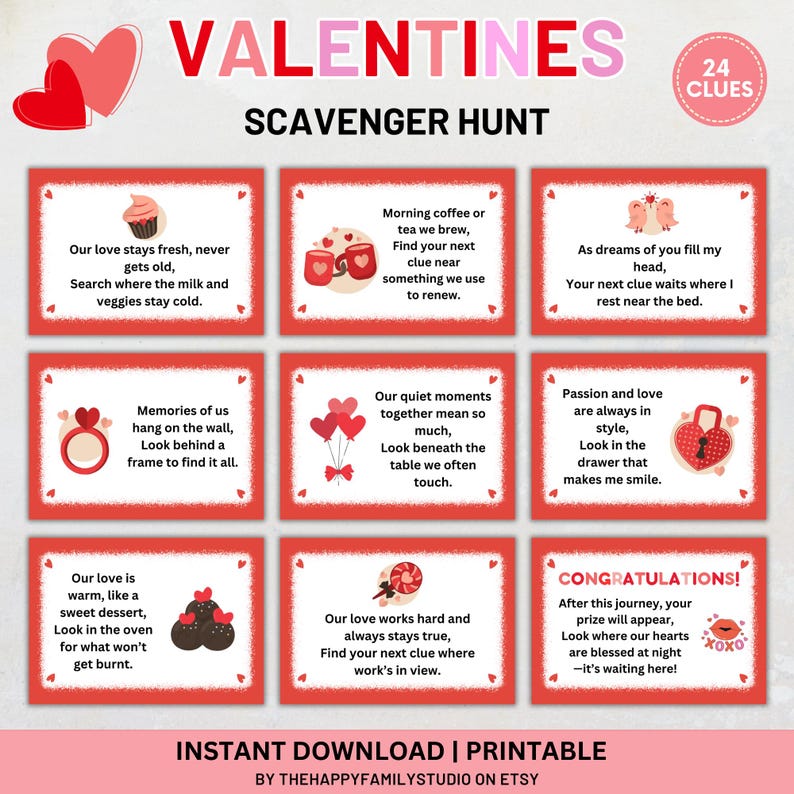 Valentine's Day Scavenger Hunt for Couples, Anniversary Scavenger Hunt ...