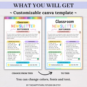 Classroom Newsletter Editable Template, Monthly/weekly Class Flyer ...