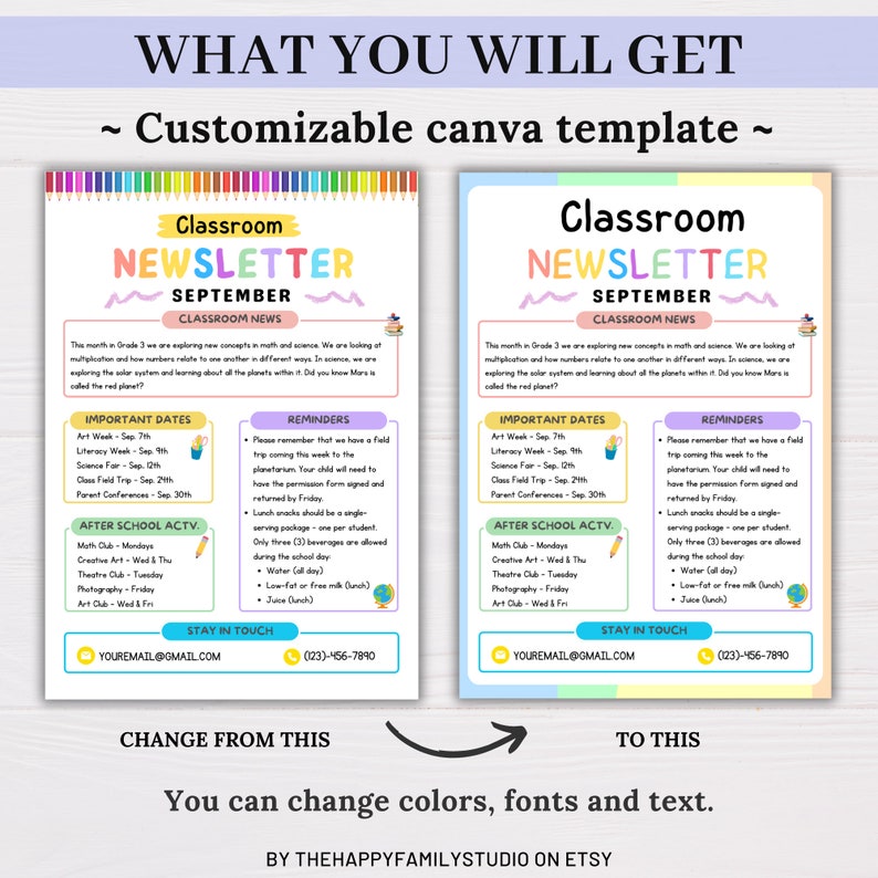 Classroom Newsletter Editable Template, Monthly/weekly Class Flyer ...