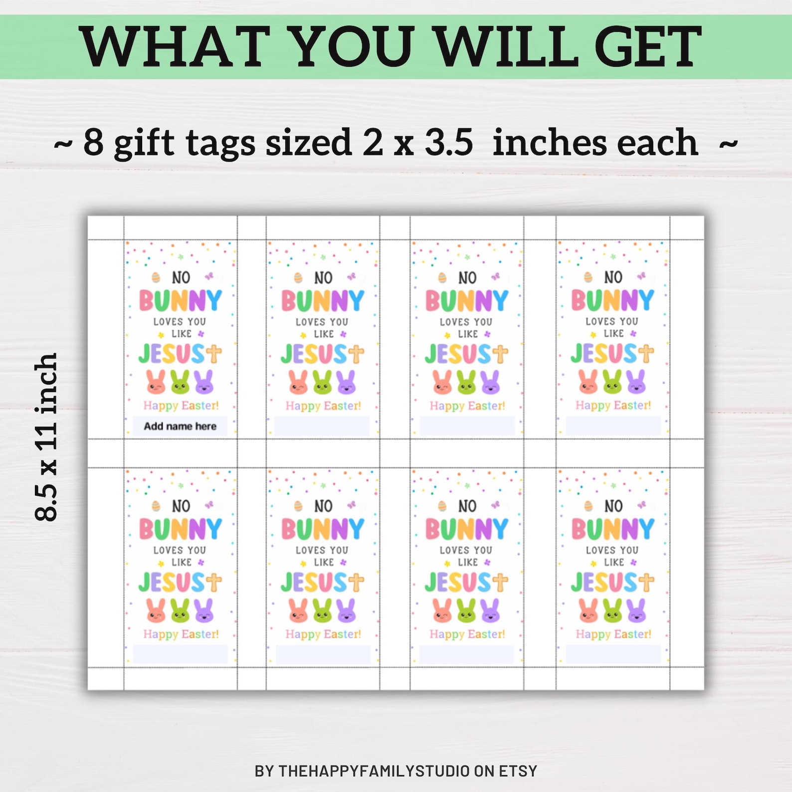 No Bunny Loves You Like Jesus Easter Basket Tag, Easter Gift Tags ...