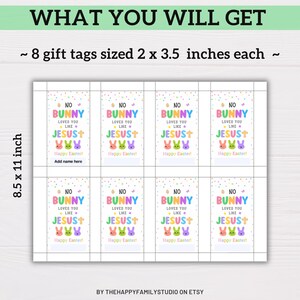 No Bunny Loves You Like Jesus Easter Basket Tag, Easter Gift Tags ...