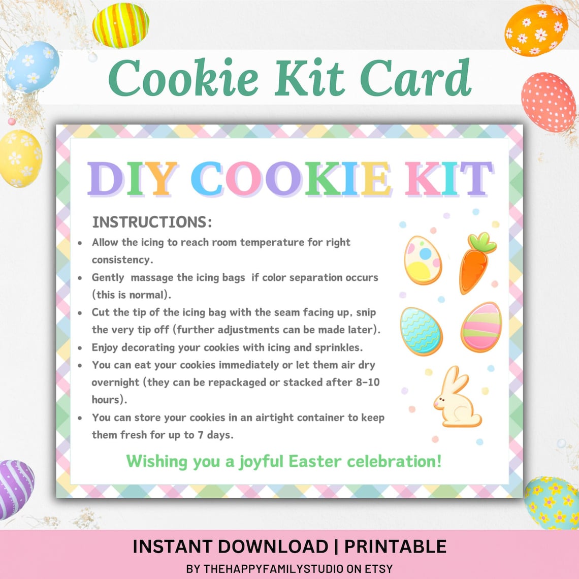 Printable Easter DIY Cookie Kit Instructions, DIY Cookie Kit Card ...