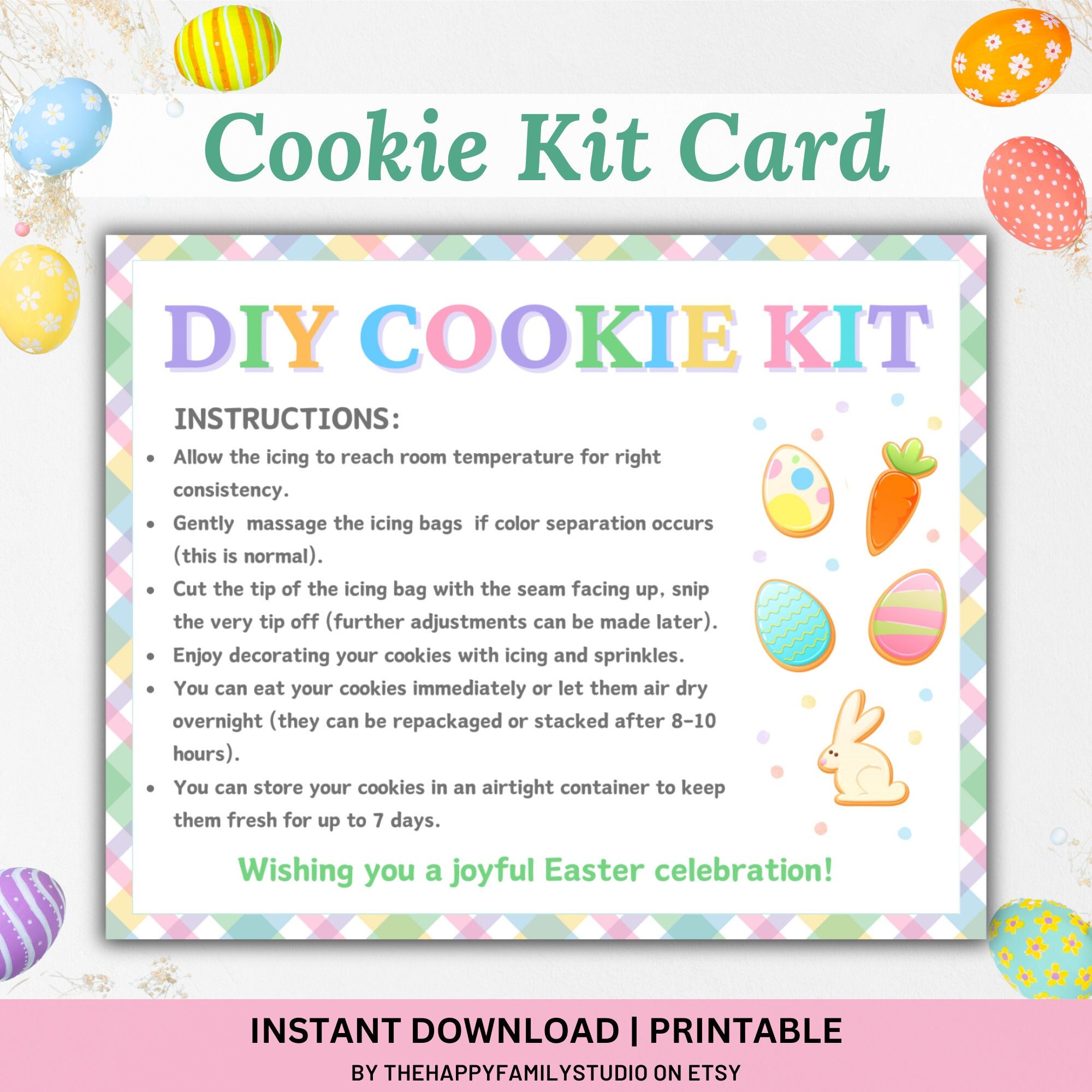 Printable Easter DIY Cookie Kit Instructions, DIY Cookie Kit Card ...