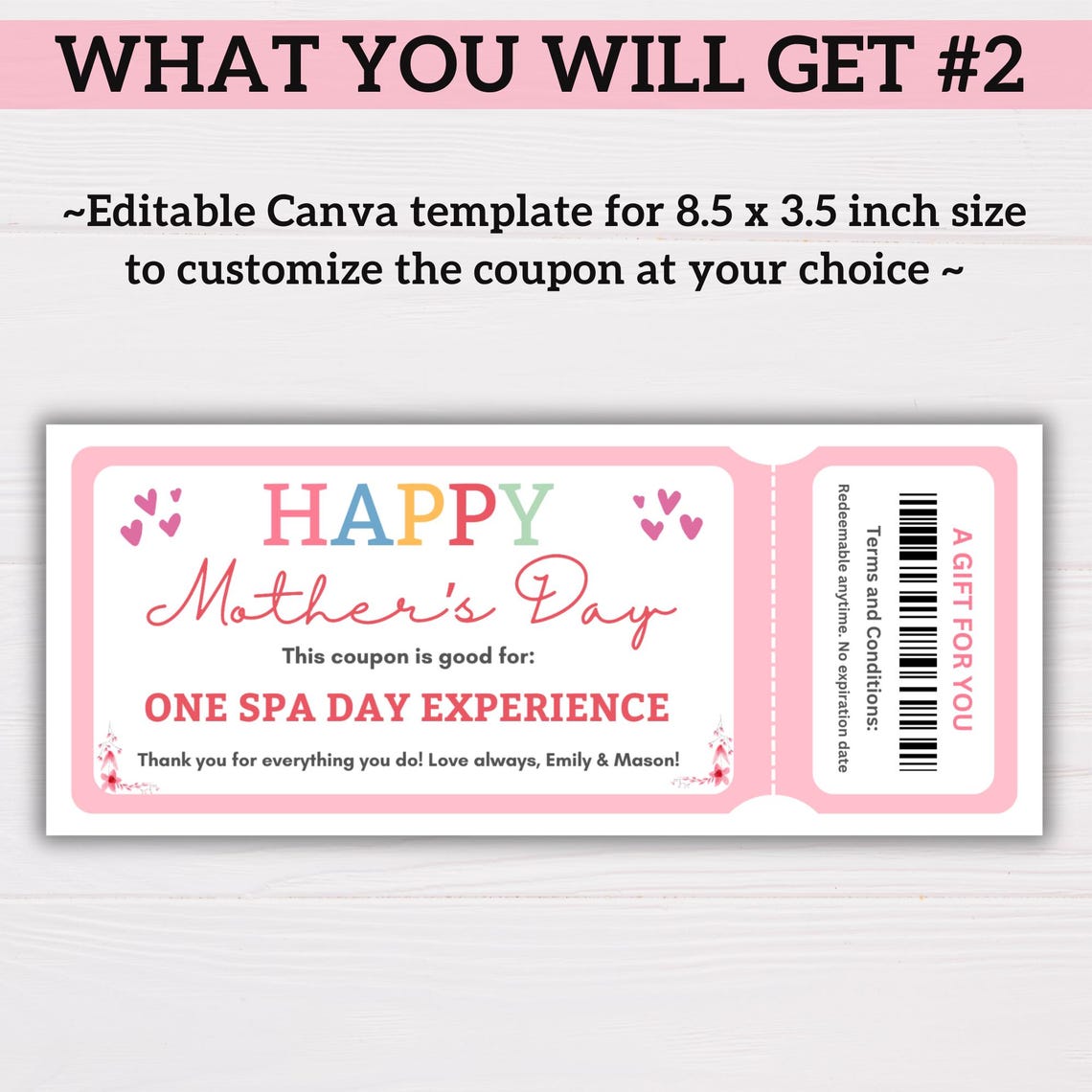 Mother's Day Custom Gift Voucher Template, Printable Gift for Mom ...
