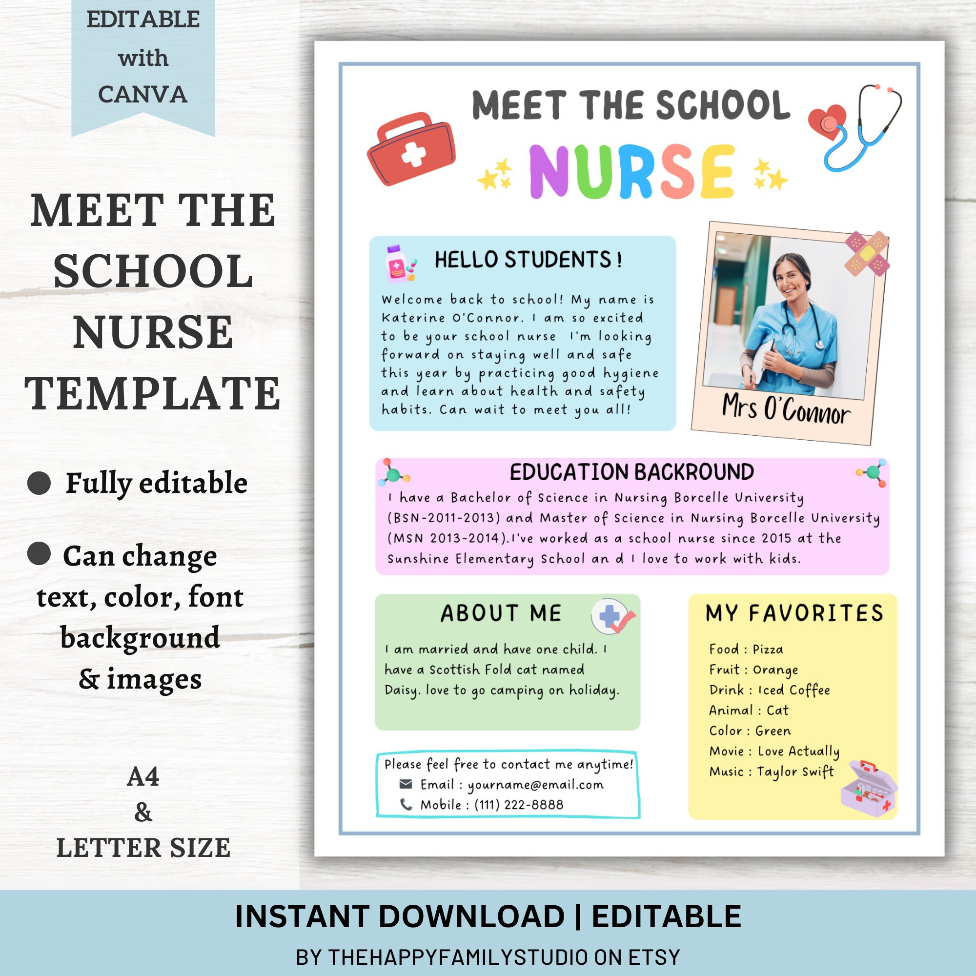 EDITABLE Meet the School Nurse Template, Meet Your Teacher Letter ...