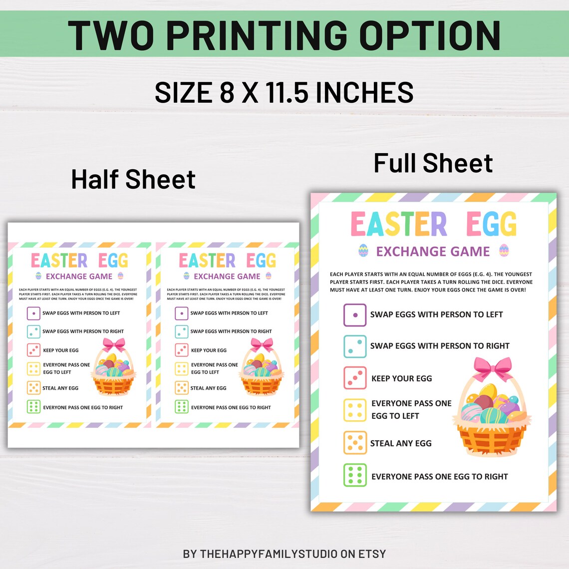 Printable Easter Egg Exchange Game, Easter Dice Game, Easter Egg Hunt ...