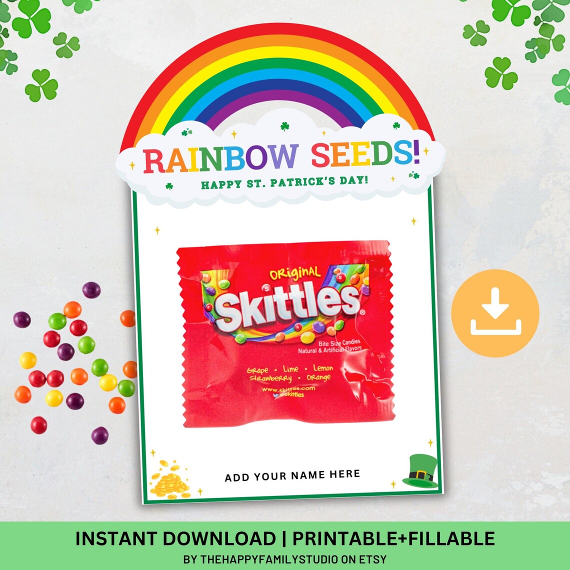 St. Patrick's Day Rainbow Seeds Candy Holder: Leprechaun Favor (digital ...