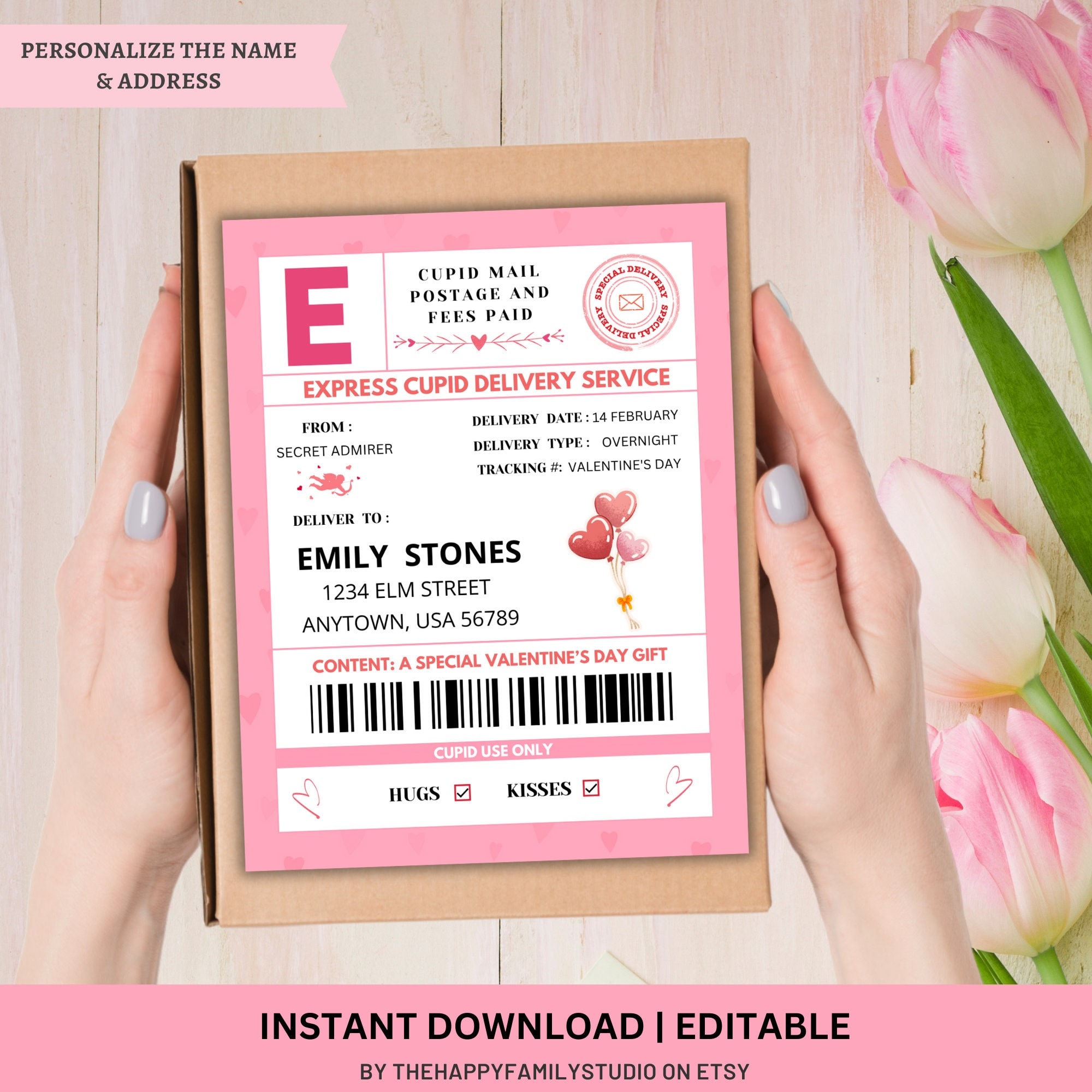 Editable Valentine's Day Express Shipping Label, Kids Valentine ...