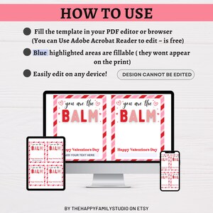 Printable You're the Balm Valentine's Day Card, Editable Lip Balm ...
