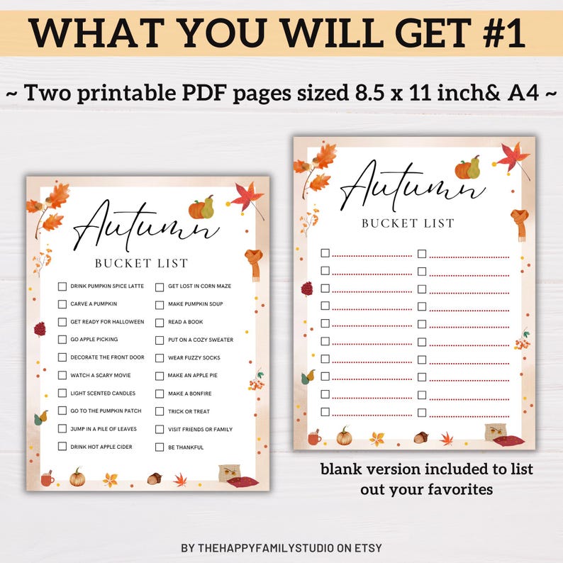 Fall Bucket List Printable, Editable Autumn Bucket List, Fall ...