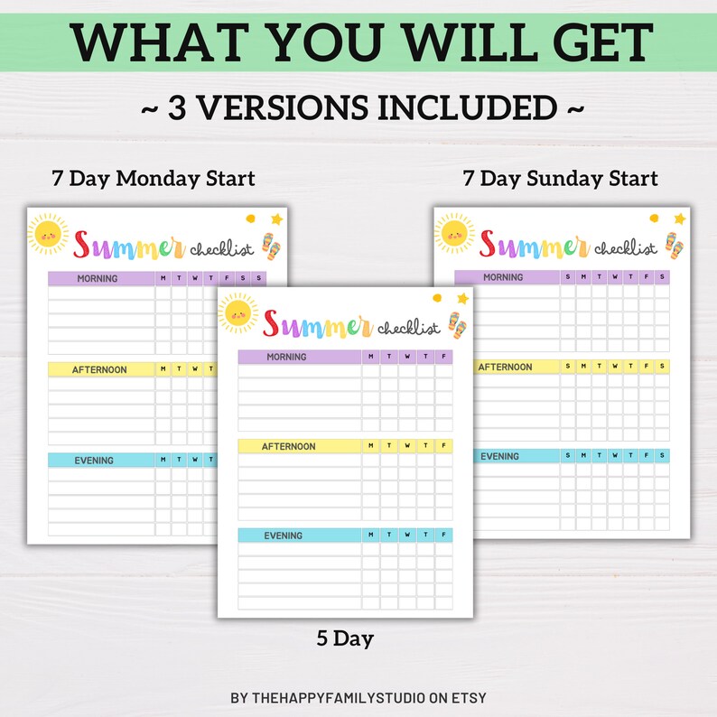 Editable Summer Daily Checklist for Kids, Chore Chart for Kids, Summer ...