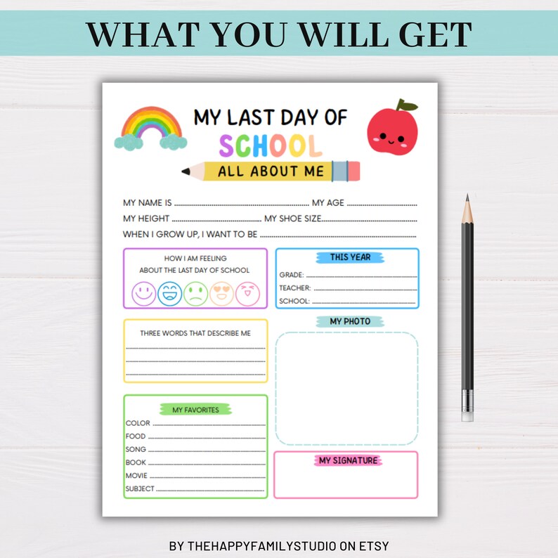 First Day and Last Day of School Questionnaire ,first Day of School All ...