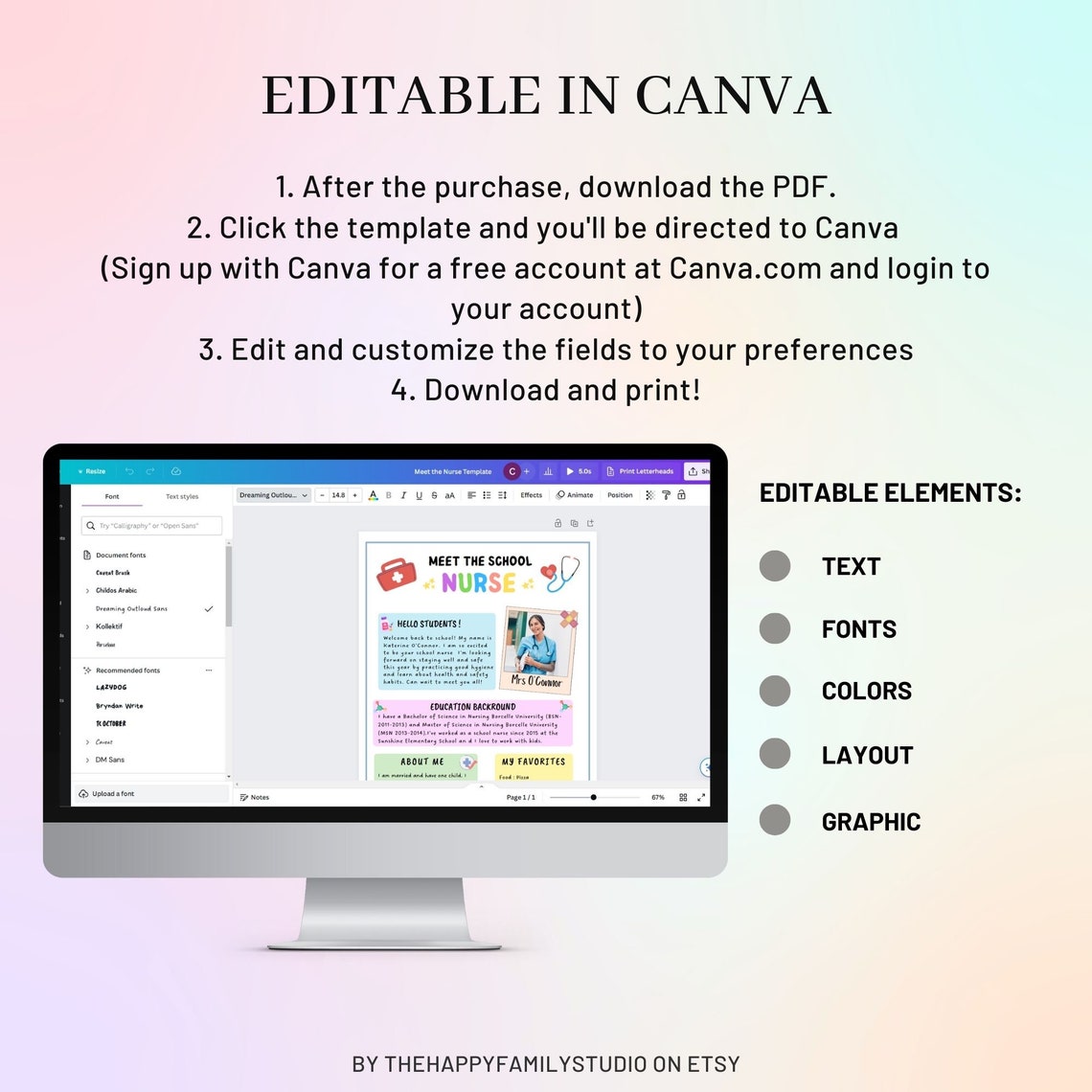 EDITABLE Meet the School Nurse Template Meet Your Teacher - Etsy UK