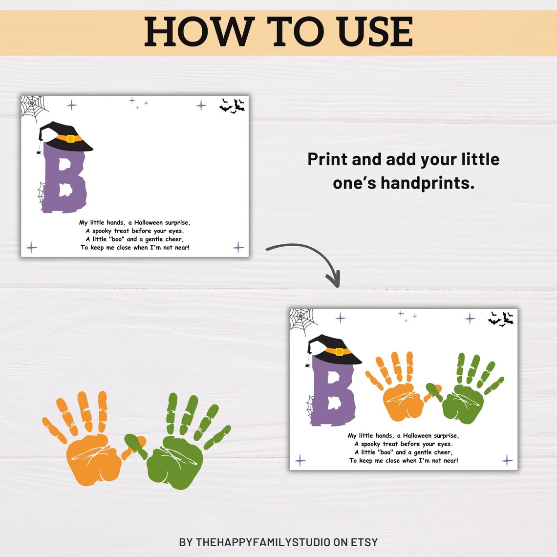 Halloween Handprint Art, Boo Handprint Craft, Handprint Craft Keepsake ...