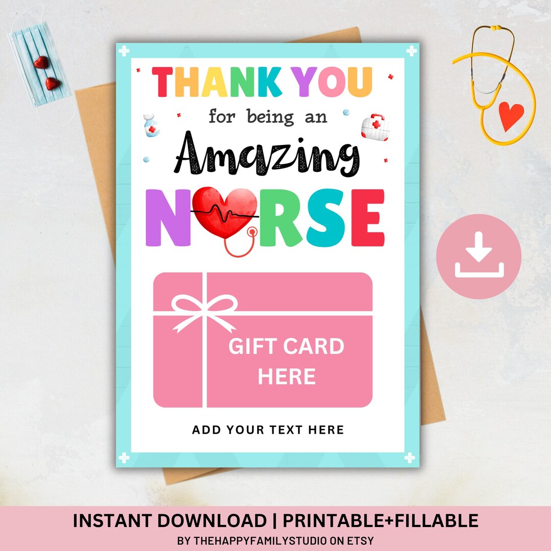 Nurse Appreciation Week Gift Card Holder, Printable Nurse Week Gift ...