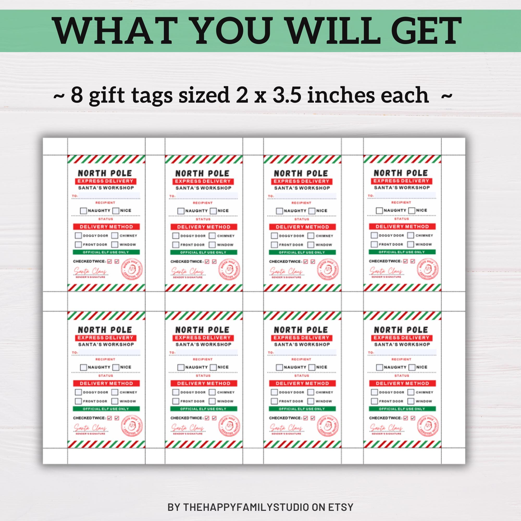 Editable North Pole Express Delivery Gift Tag, North Pole Special ...